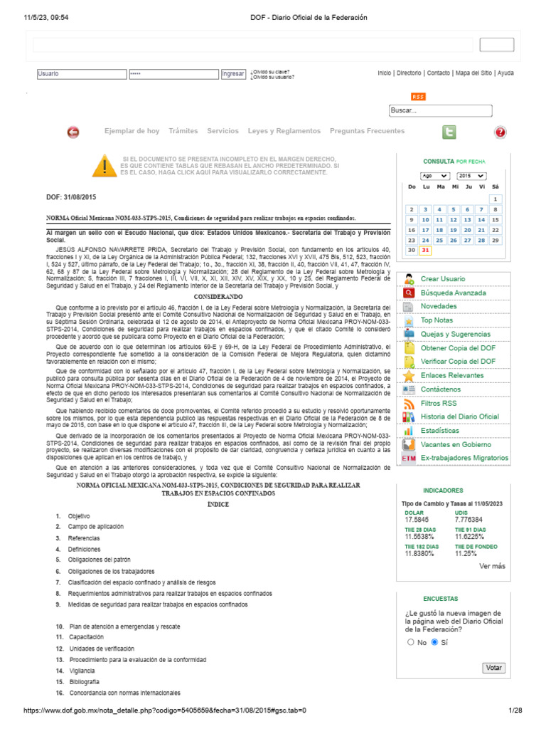 NOM-033-STPS-2015, Condiciones de Seguridad para Realizar Trabajos en ...