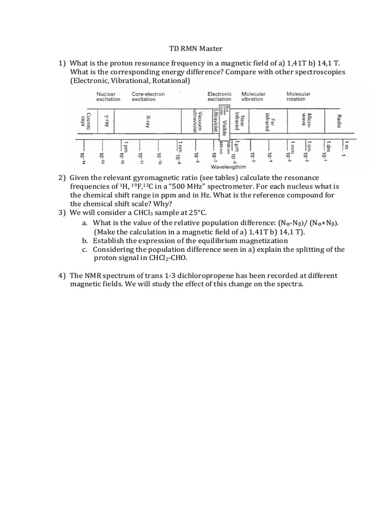 Microsoft Word - Exercises_NMR_theory.doc | PDF | Nuclear Magnetic Resonance | Proton Nuclear ...