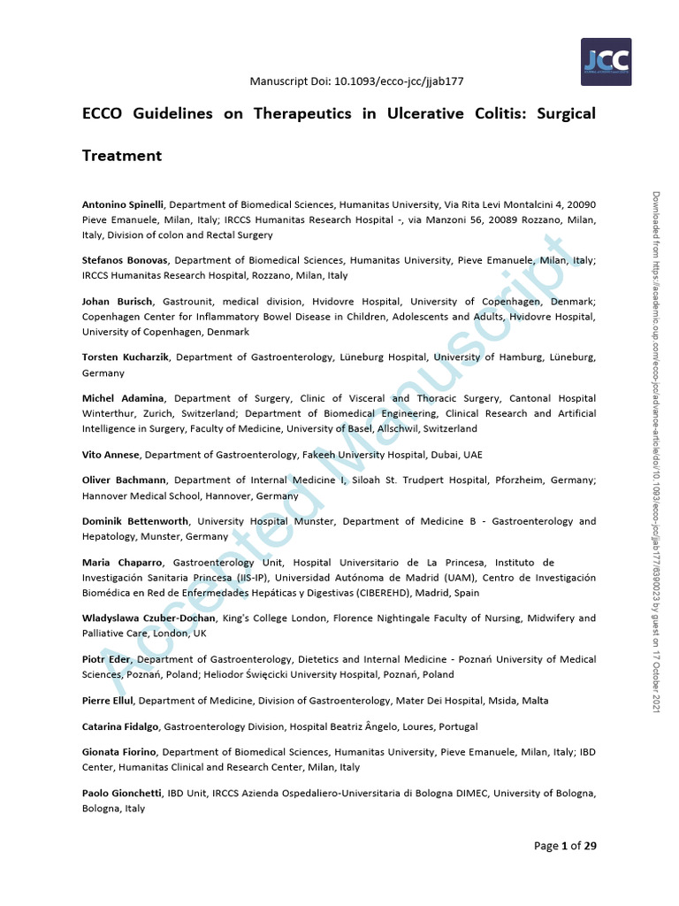 Guideline Retocolite Ulcerativa | PDF | Ulcerative Colitis ...