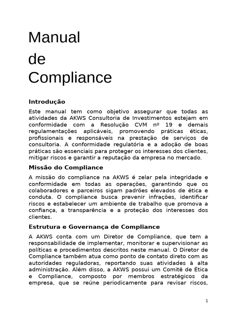 02 - Manual de Compliance | PDF | Conformidade regulatória