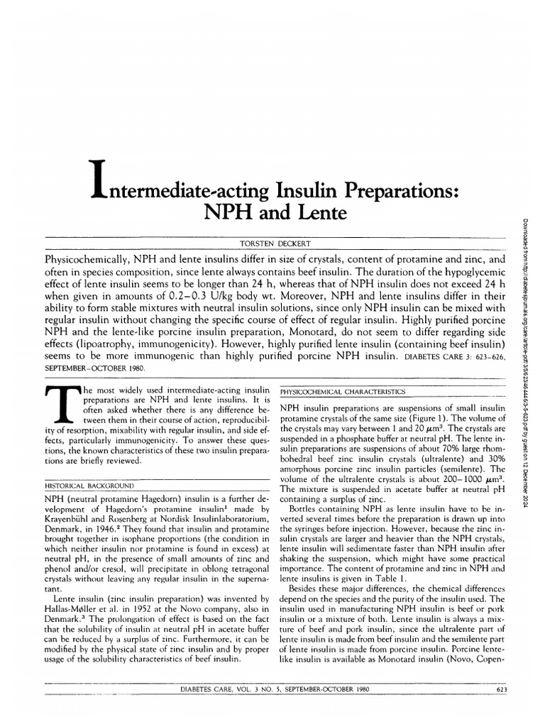NPH vs. Lente Insulin: Key Differences | PDF | Insulin | Diabetes