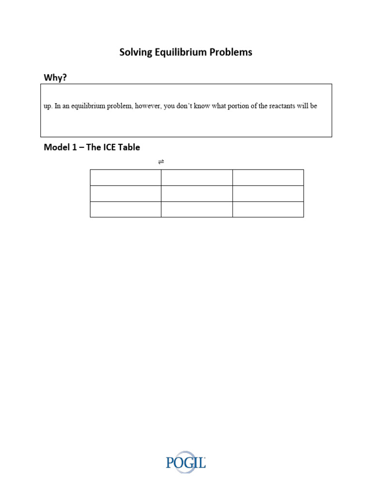 AP Chem 2nd Ed Student FINAL DIGITAL Activity 33 Solving Equilibrium Problems | PDF | Chemical ...