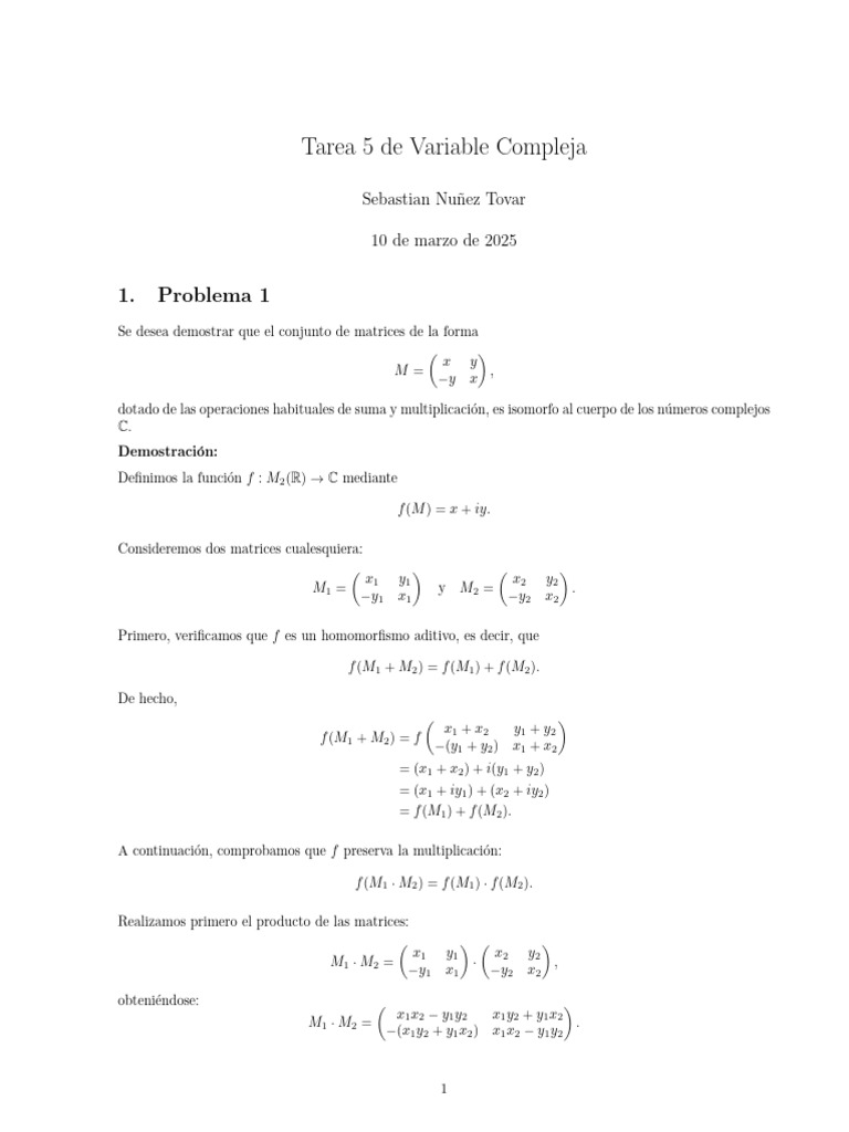 Taller Variable Compleja | PDF | Campo (Matemáticas) | Relaciones matematicas