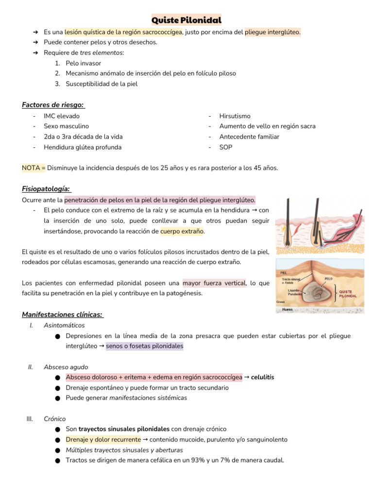 Quiste Pilonidal | PDF | Medicina CLINICA | Enfermedades y trastornos ...