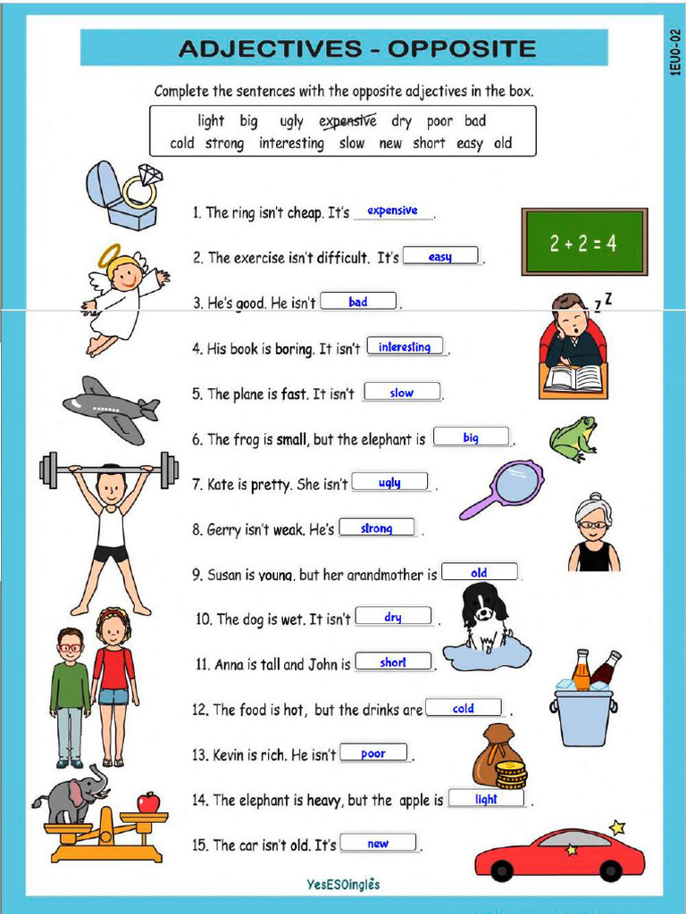 Oposite Adjectives Practice Online | PDF