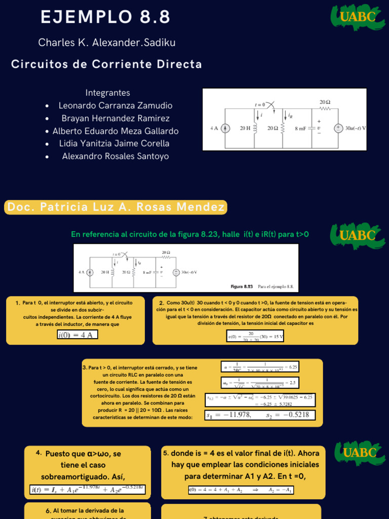 Pesentacion Del EJEMPLO 8.8 - Sadiku | PDF | Red eléctrica | voltaje