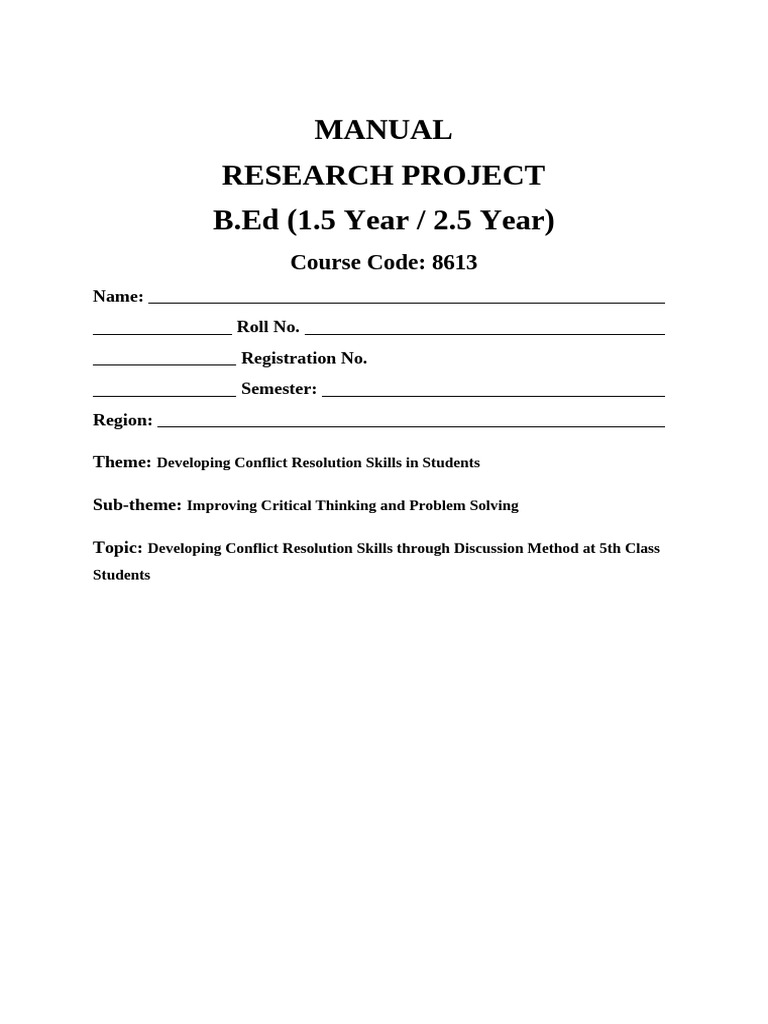 Manual for Research Project 8613-For Online | PDF | Critical Thinking | Thought