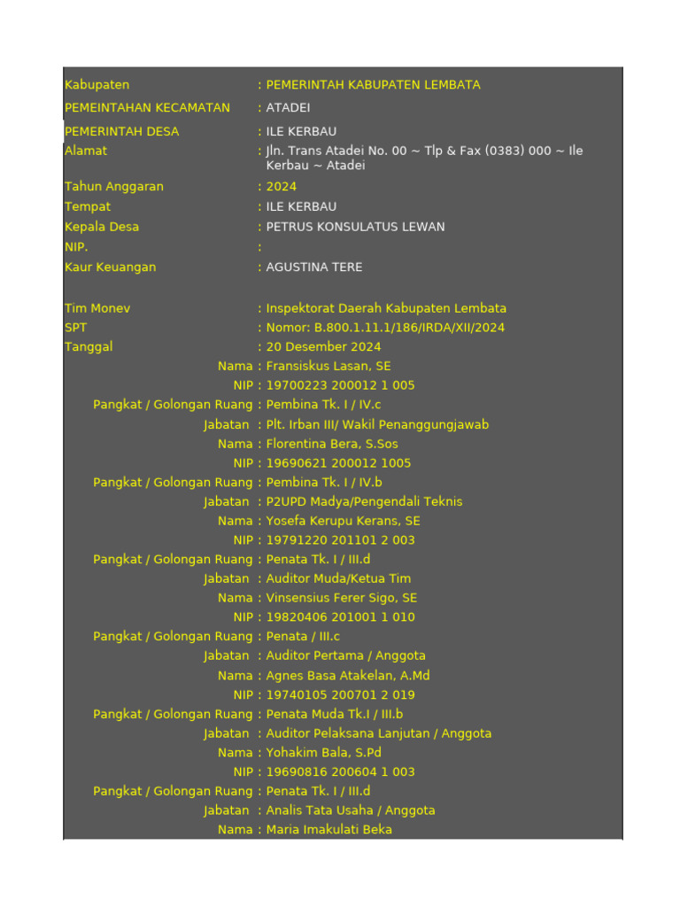 Desa Ile Kerbau 2024 | PDF