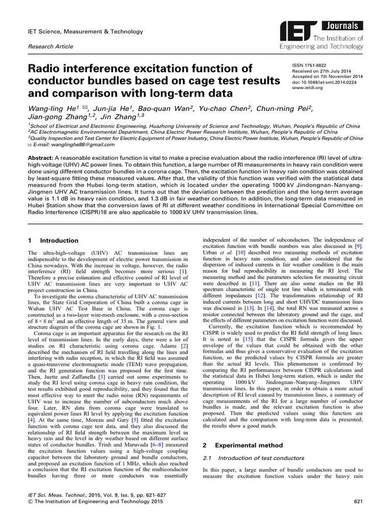 Radio Interference Excitation Function of Conductor Bundles Based On ...