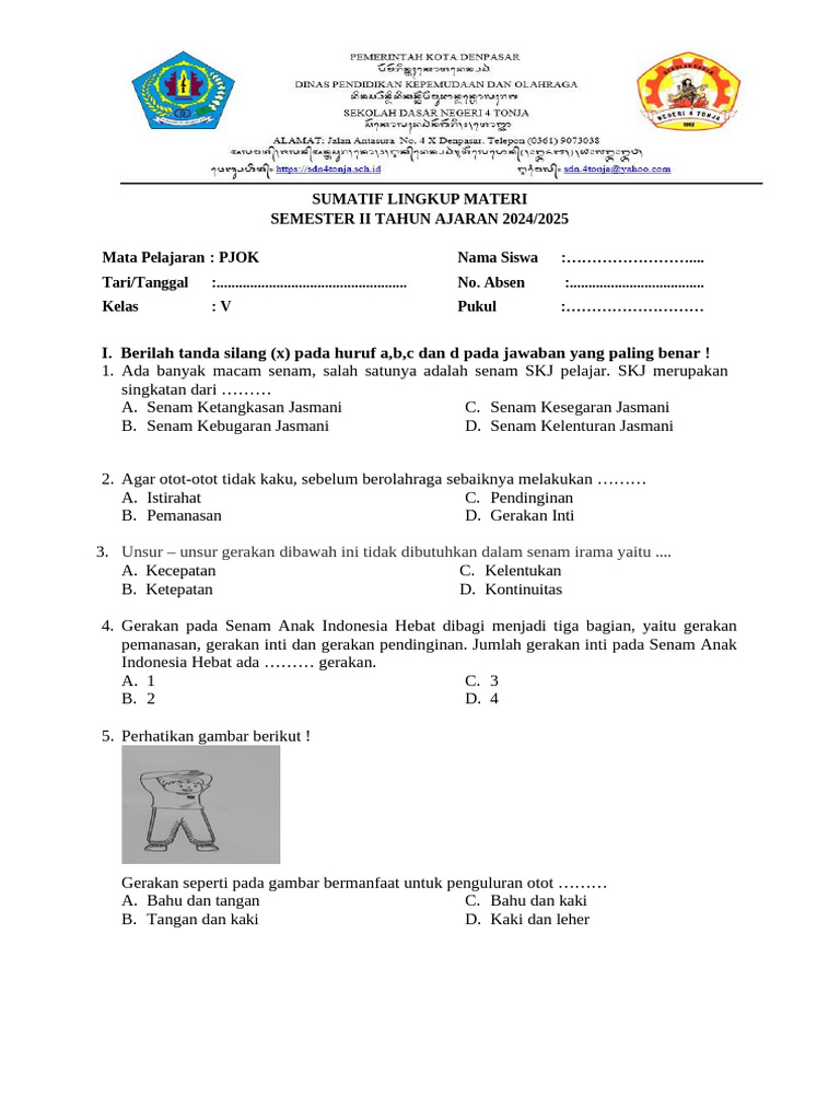 SOAL PTS PJOK KLS_5 SMT 2 | PDF