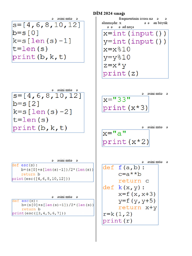 Python 2024. DİM 2024 Sınağı | PDF