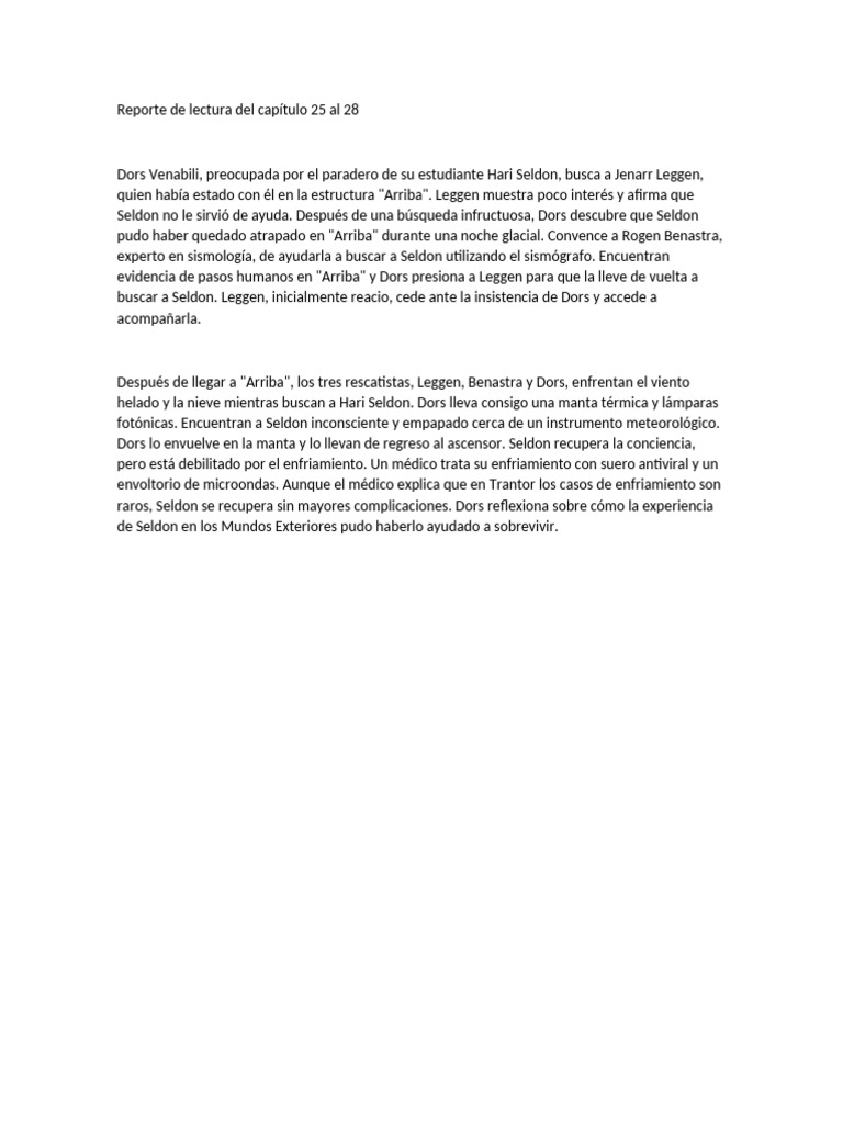 Reporte de Lectura Del Capítulo 25 Al 28 | PDF