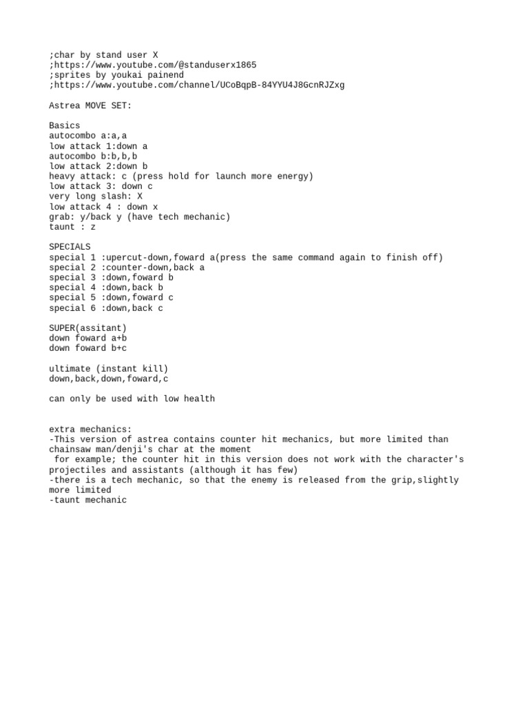 Astrea Move Set Guide and Mechanics | PDF