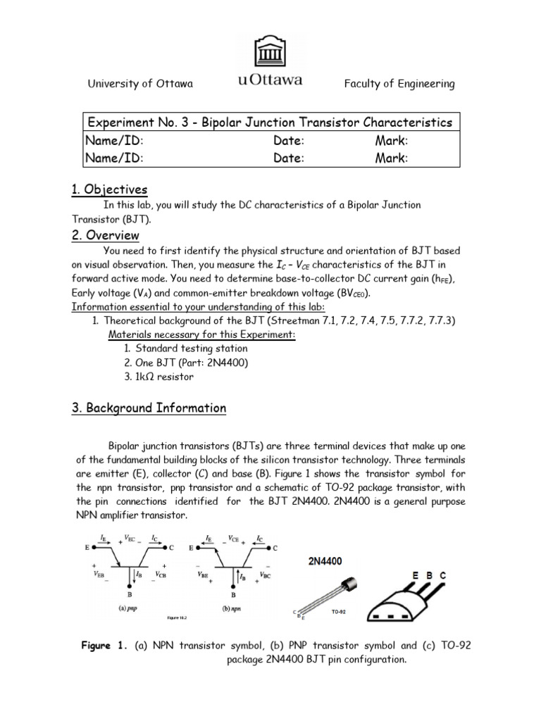 BJT Characteristics Lab Experiment | PDF | Bipolar Junction Transistor ...