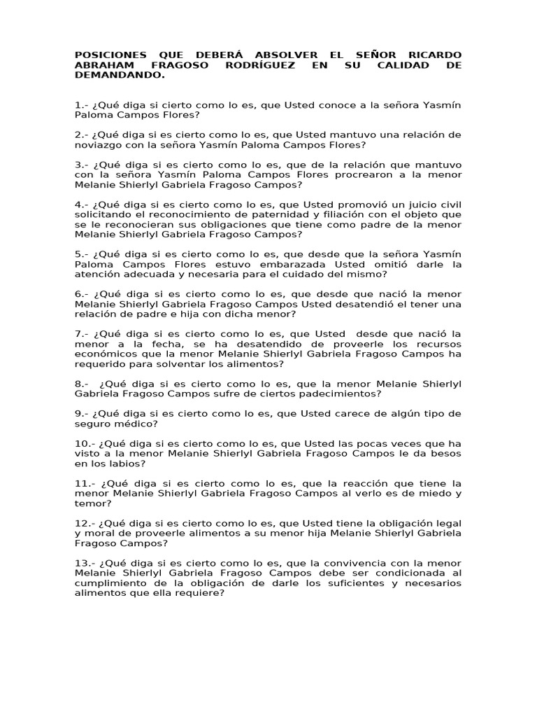 Posiciones Pliego | PDF