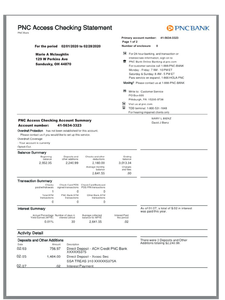 PNC Statement of Acc | PDF