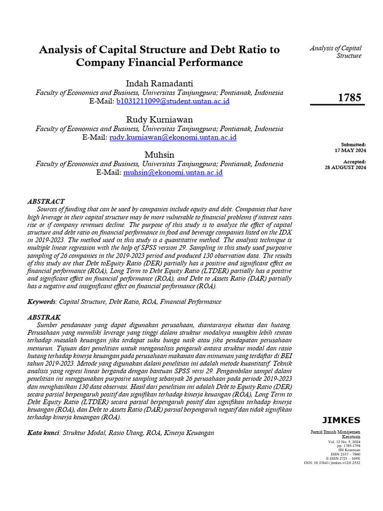 IBIK JIMKES Indah+Ramadhanti | PDF | Multicollinearity | Capital Structure