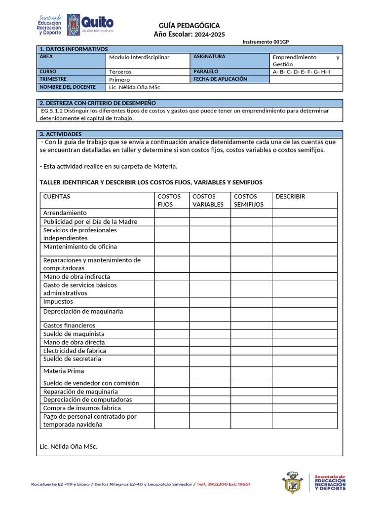 Guía de Trabajo para 3ros. | PDF