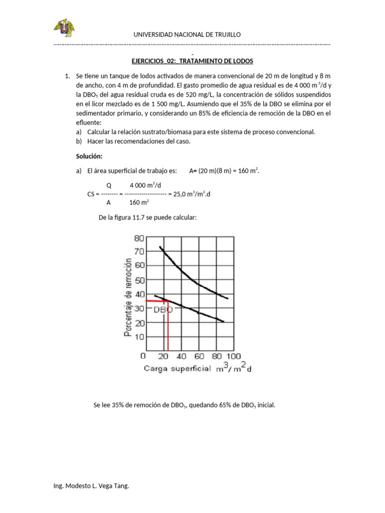 Ejerc 02-Tratamiento Lodos RESUELTOS | PDF | Aguas residuales | Tratamiento de aguas residuales