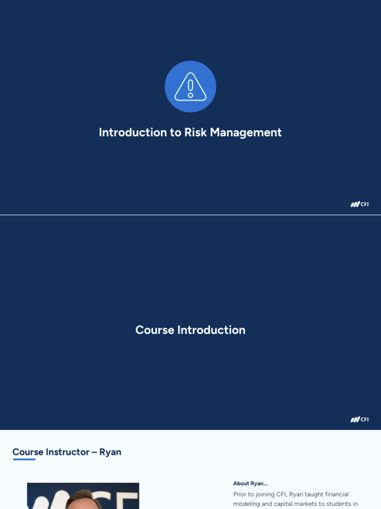 Introduction To Risk Management Course Presentation | PDF | Financial Risk | Loans