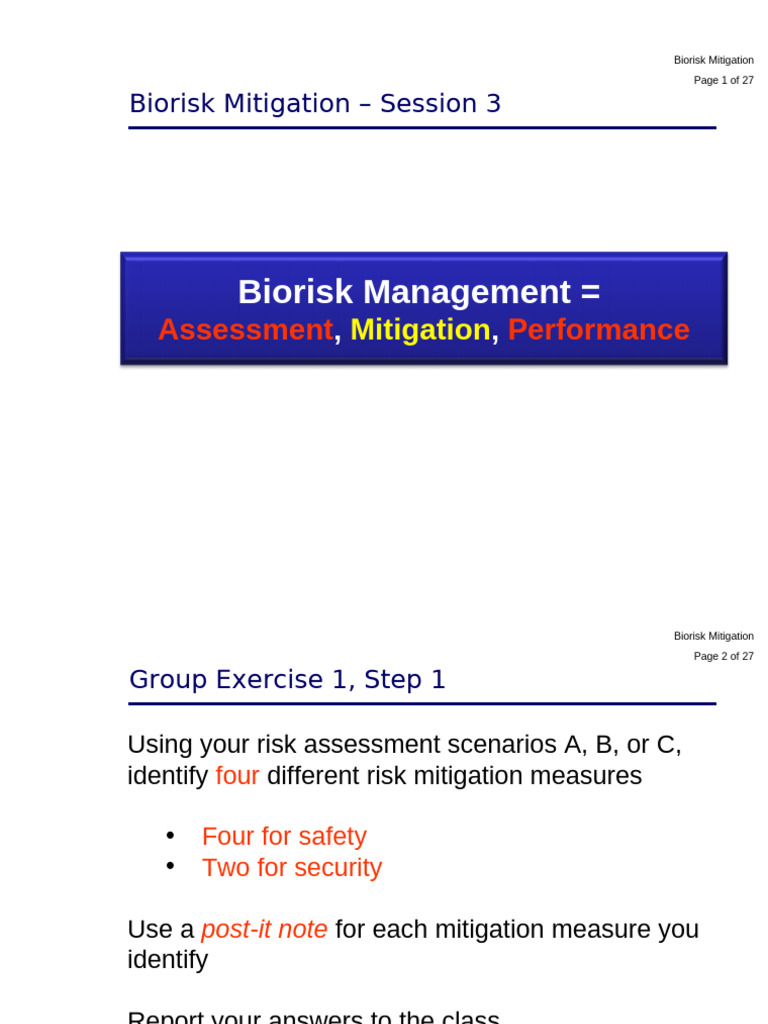 Biorisk Mitigation Strategies Explained | PDF | Personal Protective ...