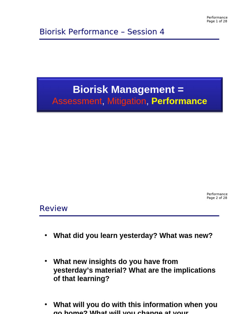 Enhancing Biorisk Performance Management | PDF | Risk | Safety