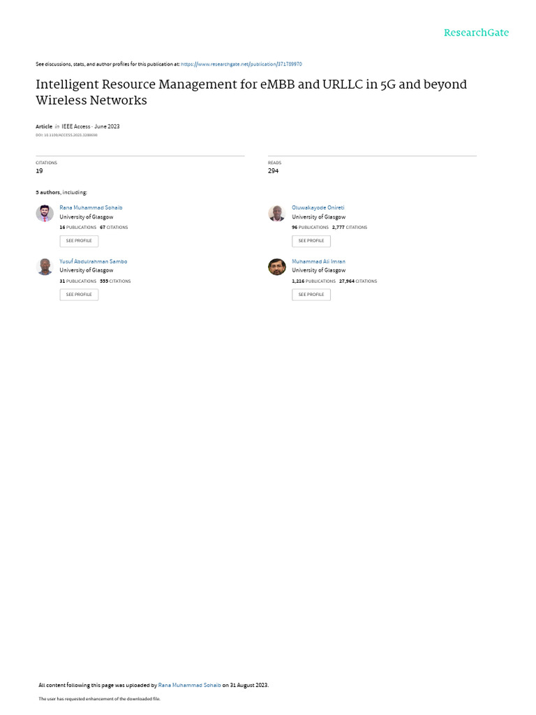 Intelligent Resource Management For EMBB and URLLC in 5G and Beyond ...