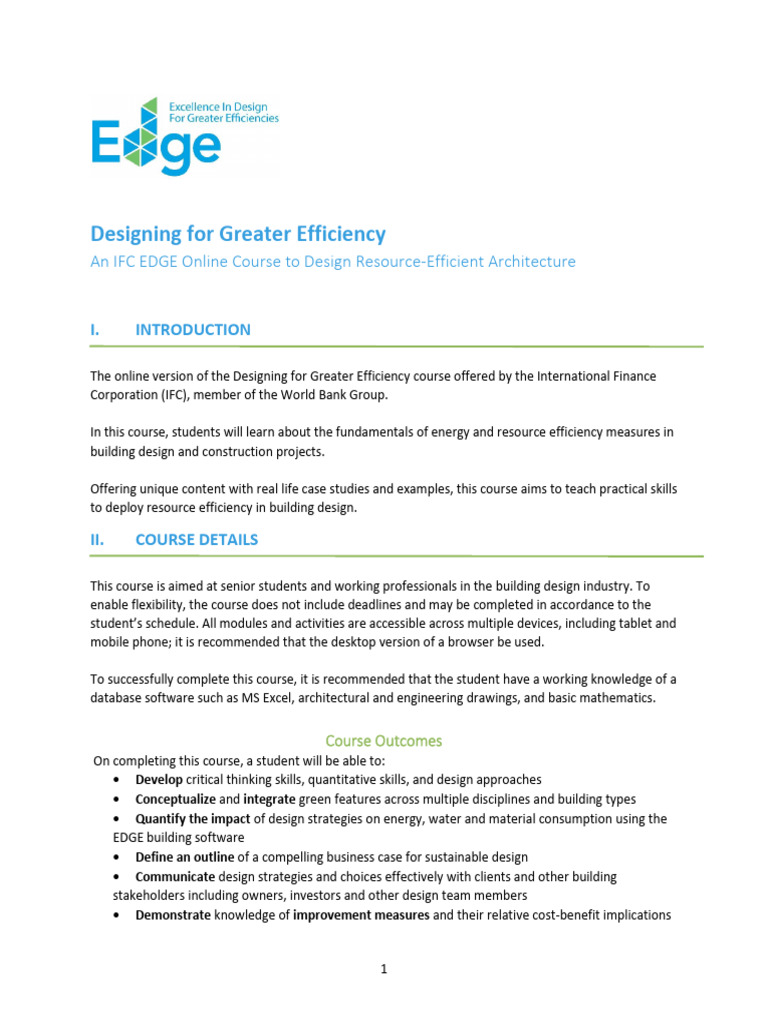 Designing For Greater Efficiency Course - IFC - DfGE | PDF ...