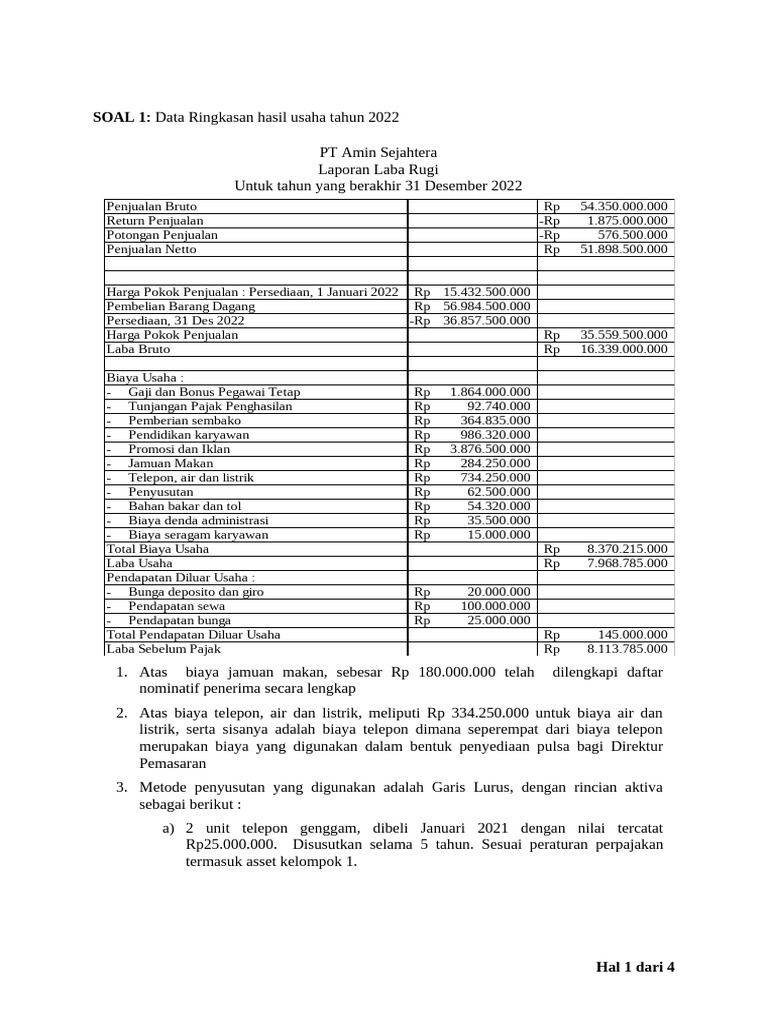 soal 1 akuntansi perpajakan | PDF