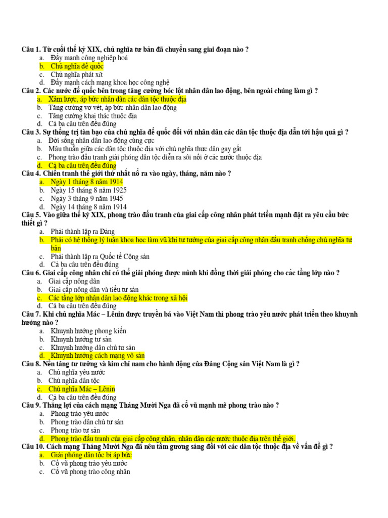 on-tap-lsd-summary-lich-su-dang-cong-san-viet-nam | PDF