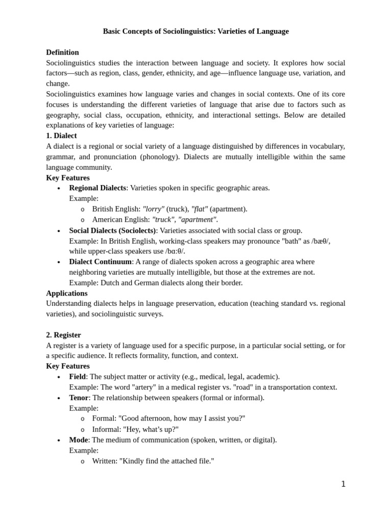 Basic Concepts of Sociolinguistics | PDF | Dialect | English Language