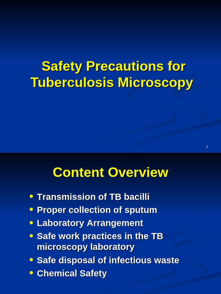 Safety Precautions for Tuberculosis Microscopy | PDF | Tuberculosis
