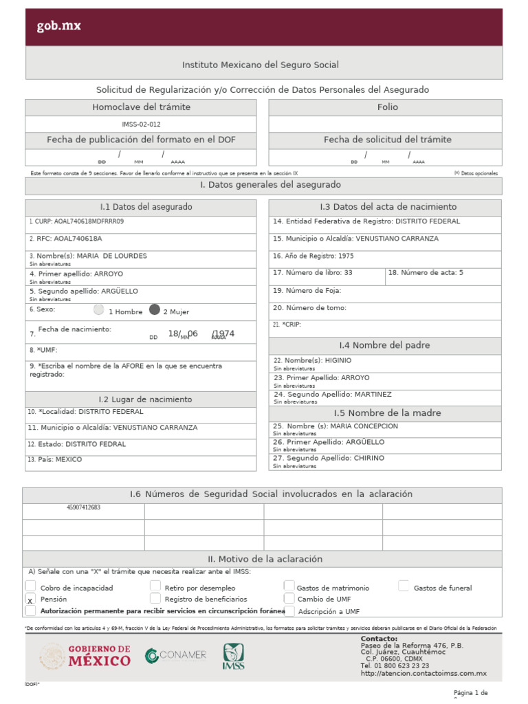 Solic Reg Corre Datos Perso | PDF | México | Autenticación