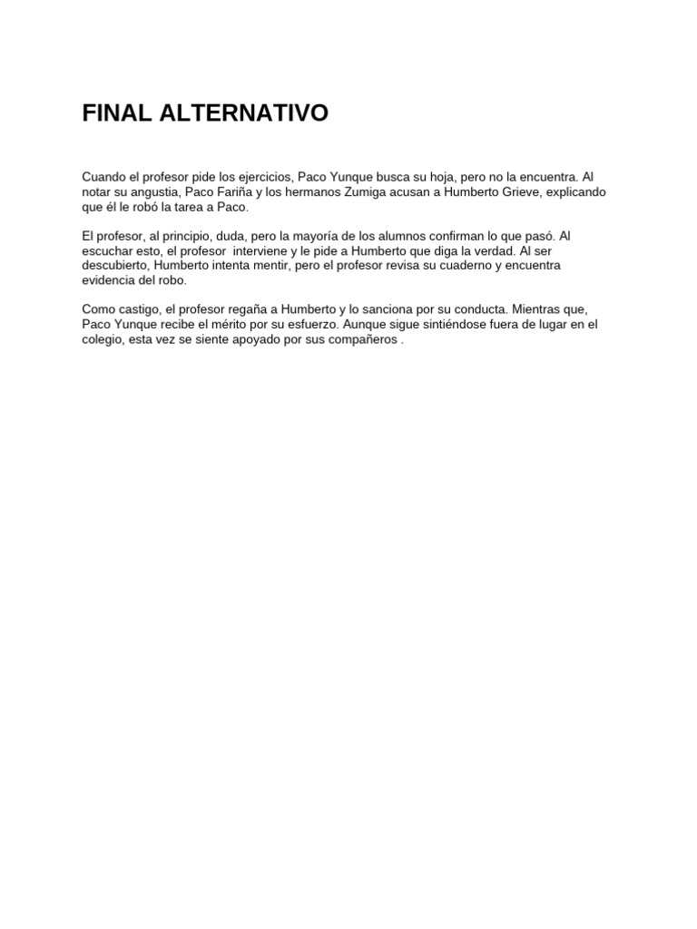 Final Alternativo Paco Yunque | PDF