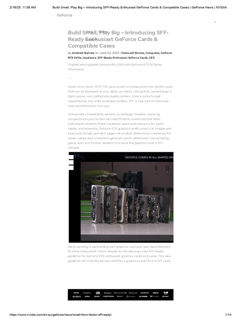 Build Small, Play Big – Introducing SFF-Ready Enthusiast GeForce Cards ...