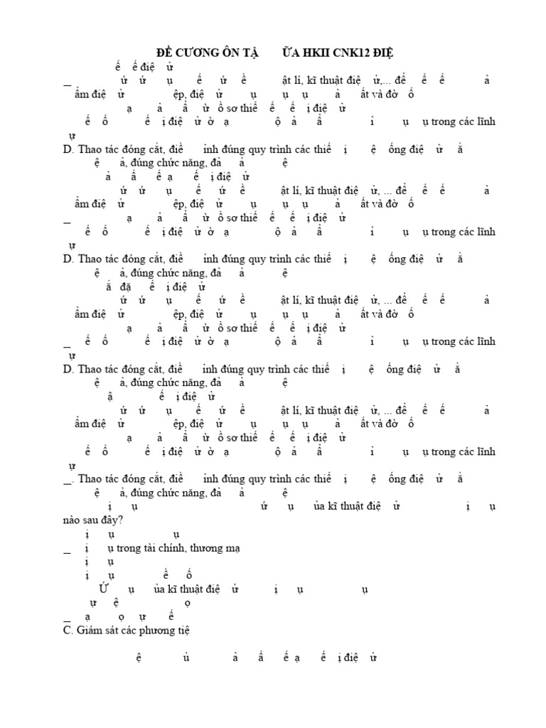 De Cuong On Tap Giua HKII K12 - Dien TN - DS - TL d23c3 | PDF