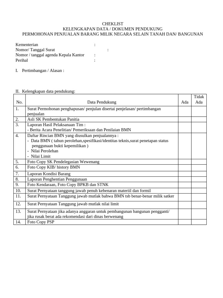Cek-List Penghapusan | PDF