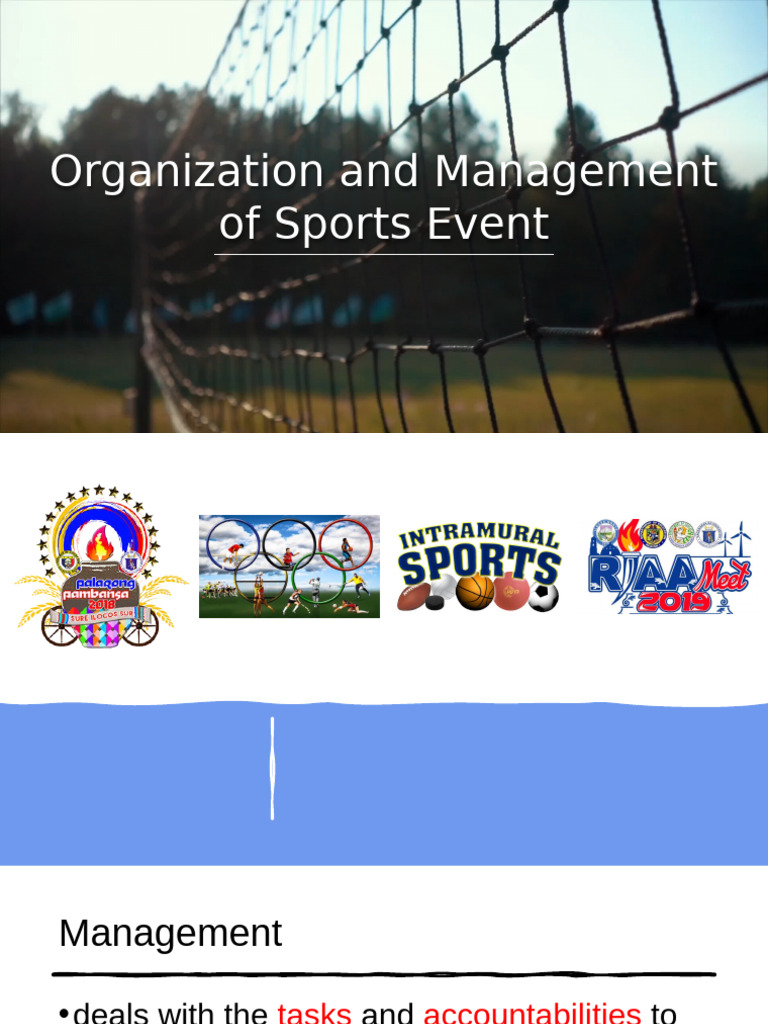 Organization and Management of Sports Event 1 | PDF