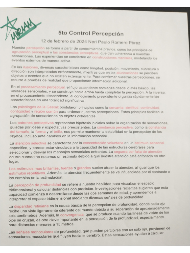5to Control Percepción Procesos Psic | PDF