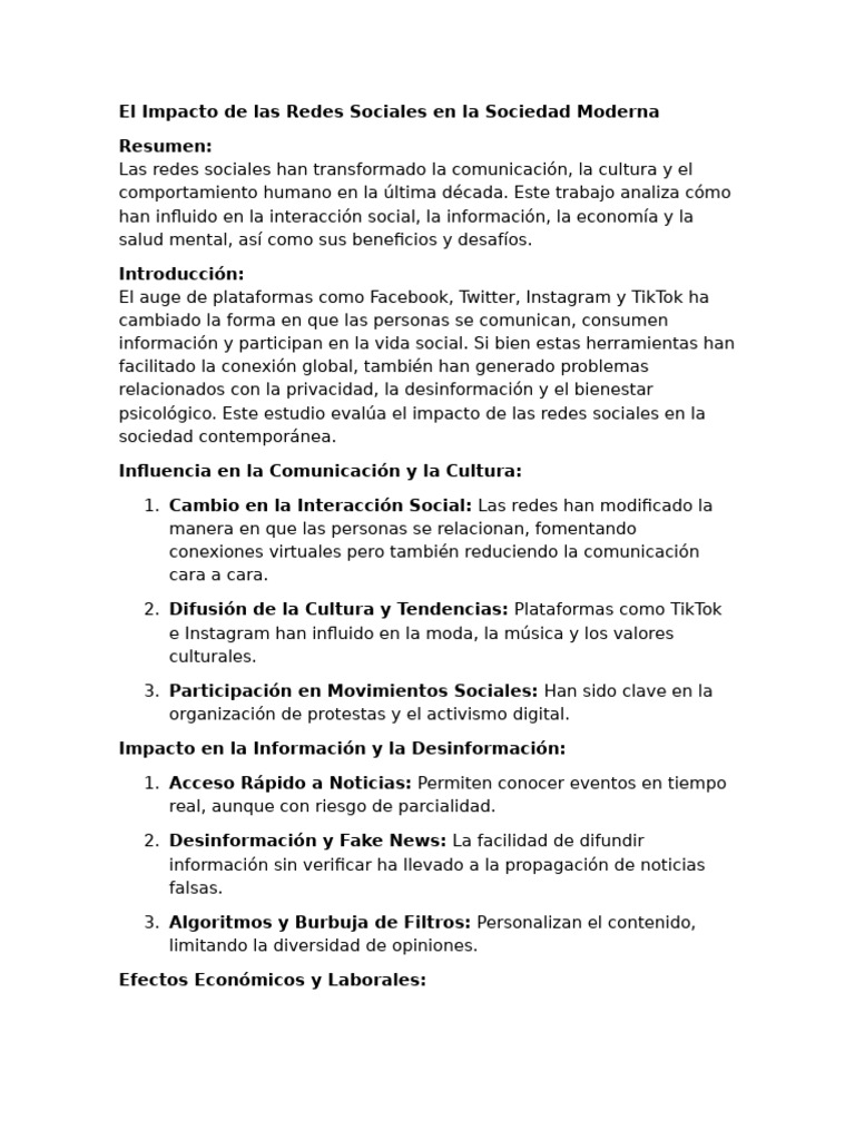 Impacto de Redes Sociales en la Sociedad | PDF | Servicio de redes ...