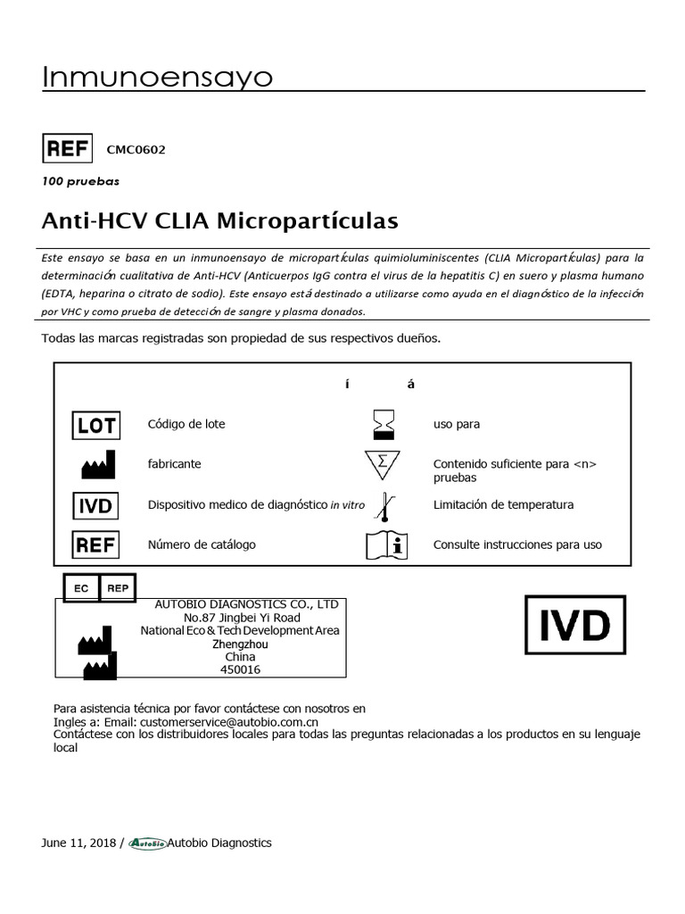 Inmunoensayo Anti-HCV CLIA Micropartículas | PDF | Virus de la hepatitis C