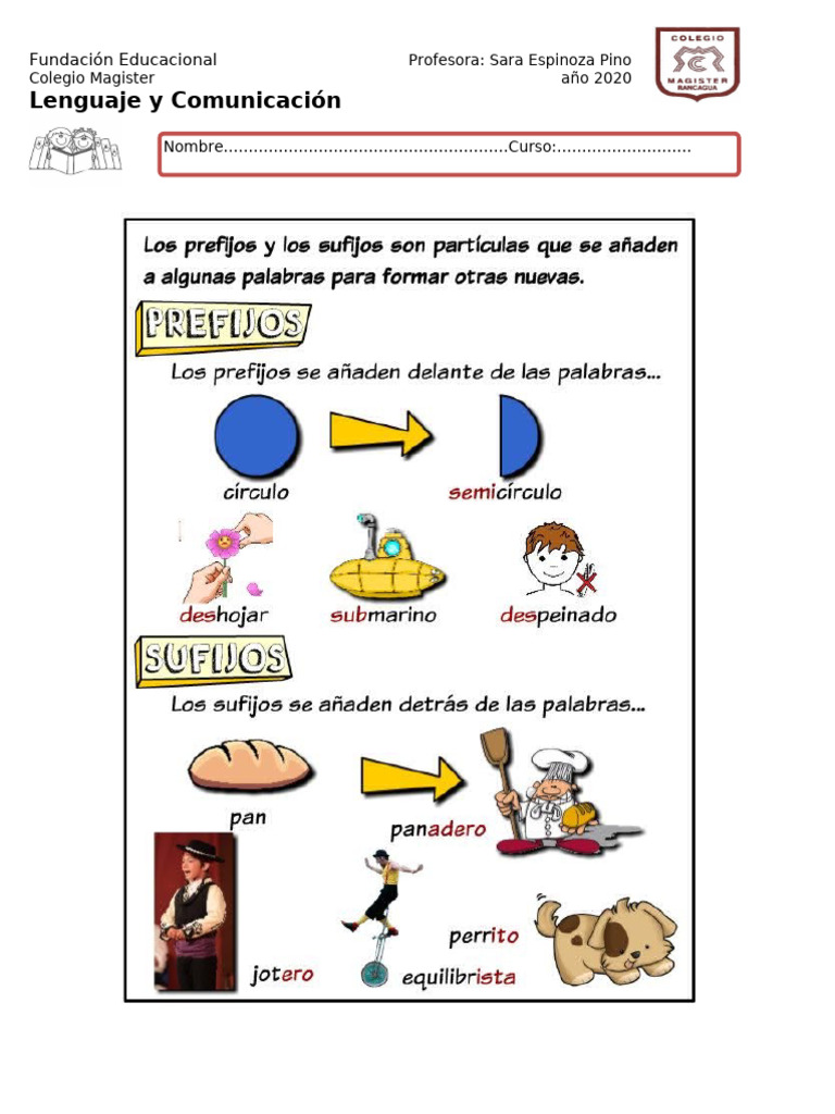 Guia Lenguaje Sufijo Prefijos | PDF