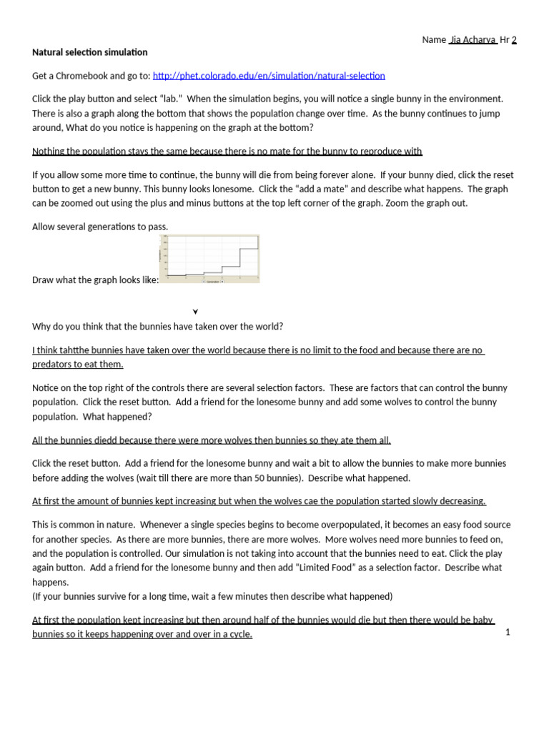 Natural Selection Simulation Inquiry | PDF | Rabbit | Fur