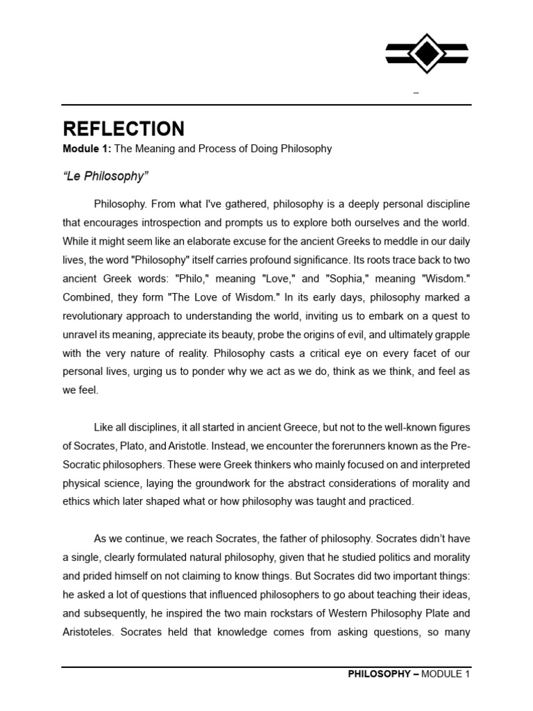 Q1 Philosophy - Reflection M1 | PDF | Plato | Socrates