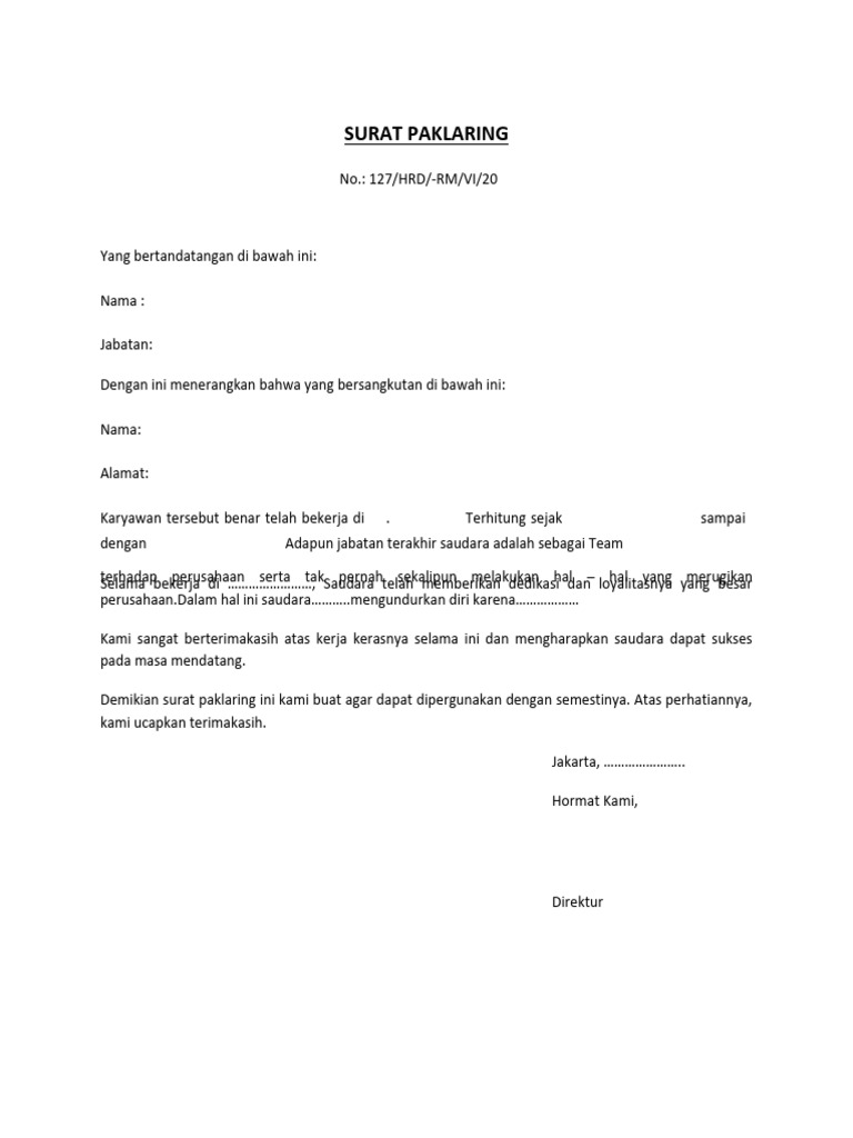 Contoh Surat Paklaring | PDF