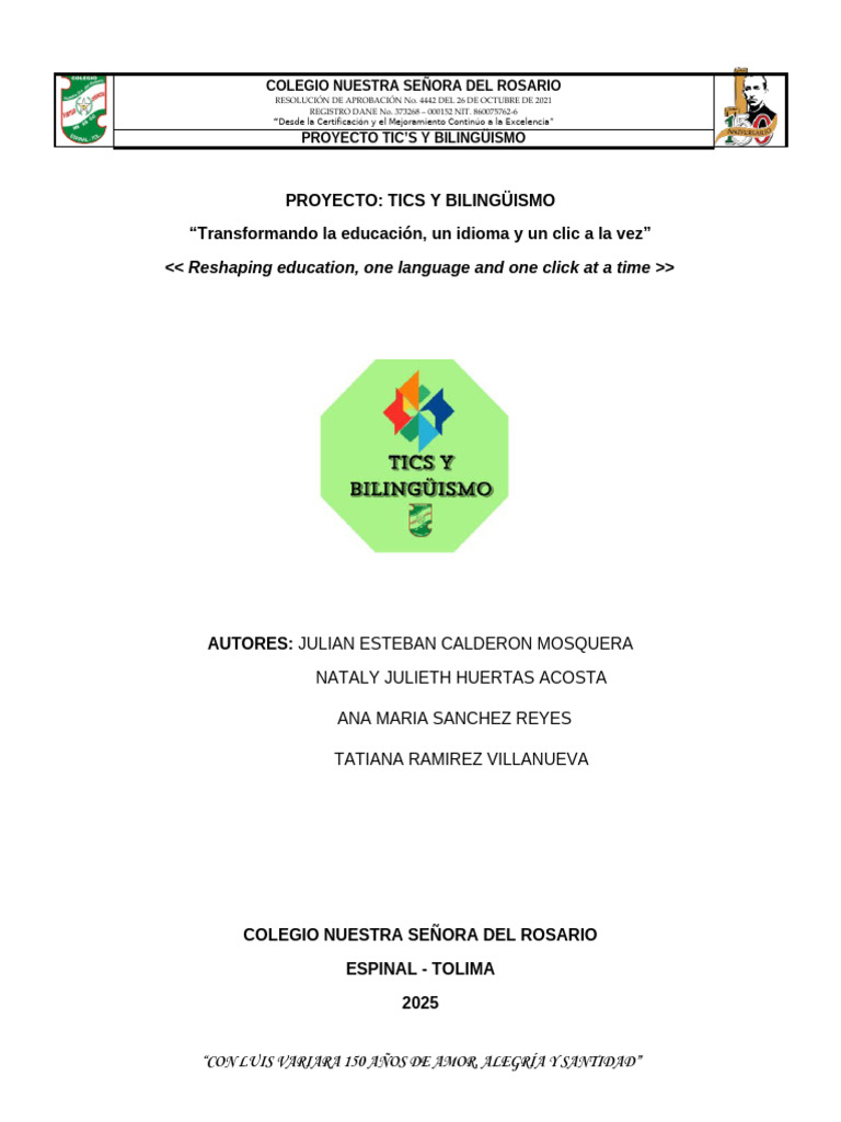 Proyecto Tics y Bilinguismo | PDF | Enseñando | Multilingüismo