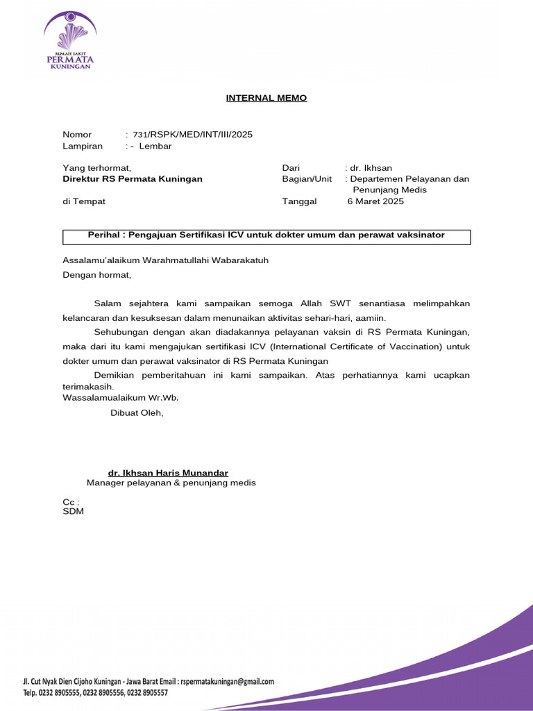 731. pengajuan pelatihan ICV vaksinator | PDF