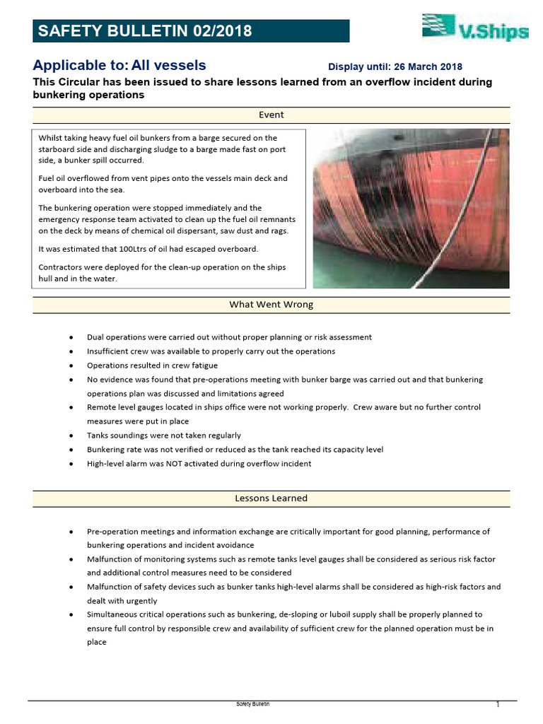 Bunkering Operations Risk Assessment | PDF | Ships | Shipping