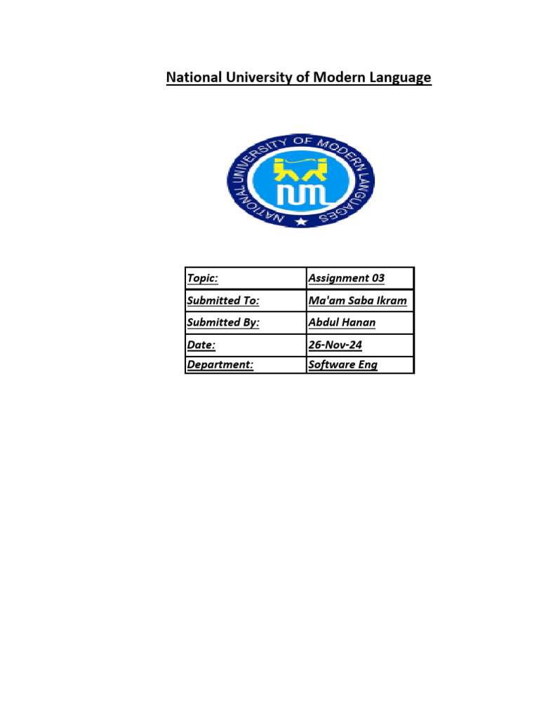 Assignment 03 of AICT by Abdul Hanan | PDF