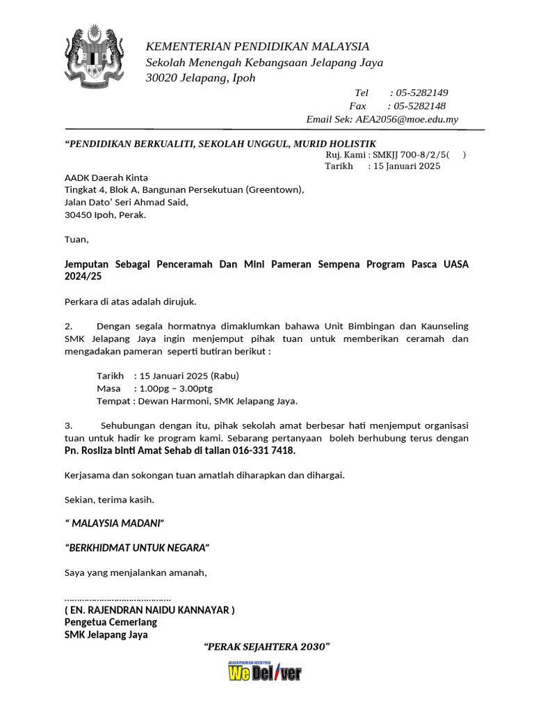 Surat Jemputan Aadk | PDF